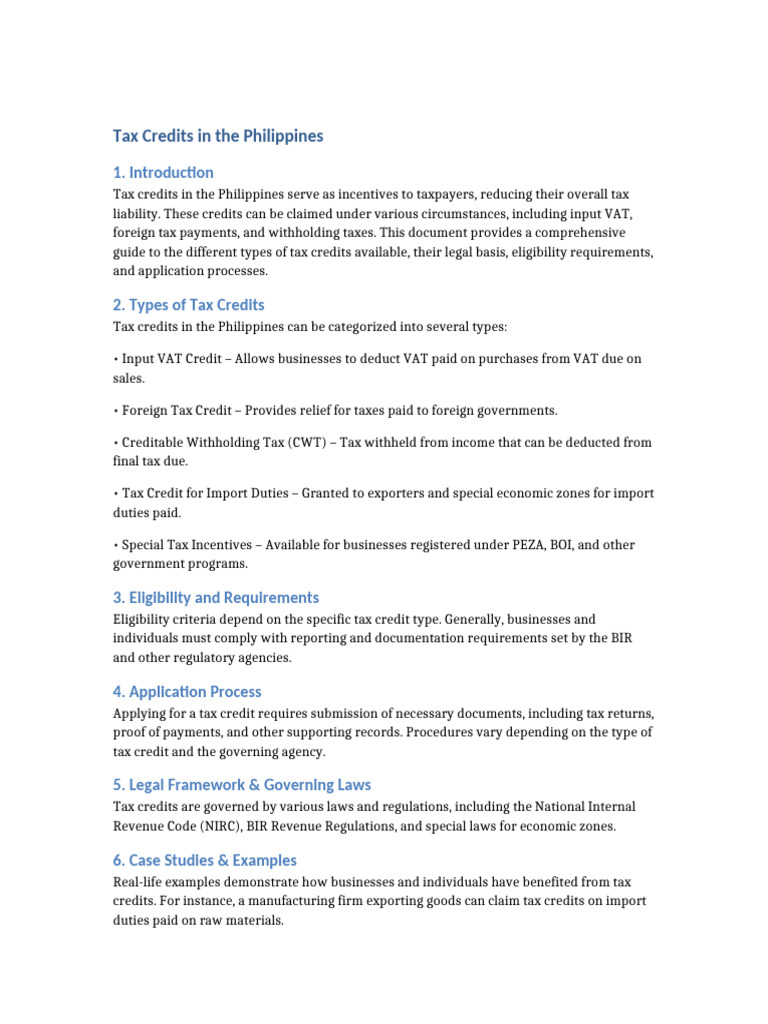 Tax Credits Guide for Filipinos | PDF | Tax Credit | Taxes