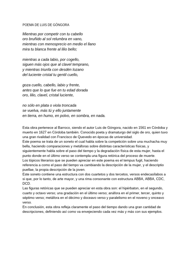 Poema de Luis de Góngora | PDF