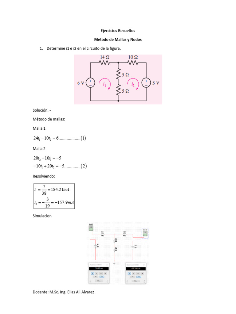 Ejercicios Resueltos Mallas y Nodos-1 | PDF | Electricidad | Ingenieria Eléctrica