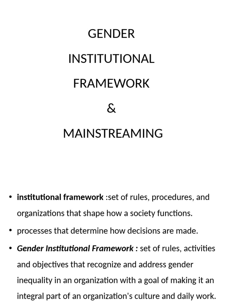 Gender Institutional Framework Mainstreaming | PDF