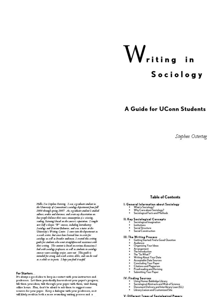 Writing in Sociology: A Student Guide | PDF | Social Constructionism ...