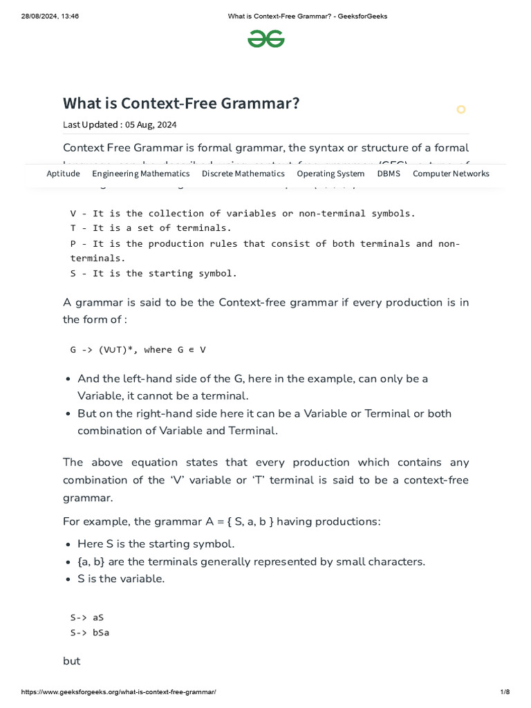 What Is Context-Free Grammar | PDF | Computer Science | Formalism (Deductive)