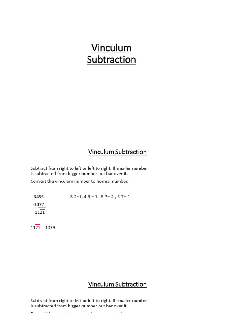 Vinculum Subtraction | PDF