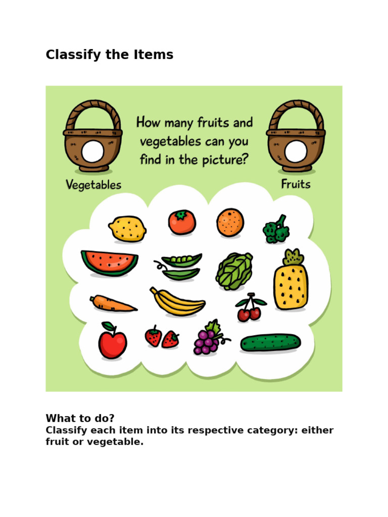Classify The Items I EVS Puzzle in Eng | PDF