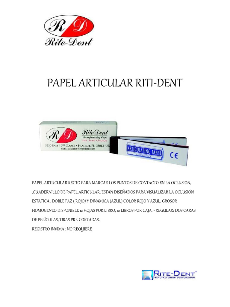 Papel Articular Riti-Dent para Oclusión | PDF