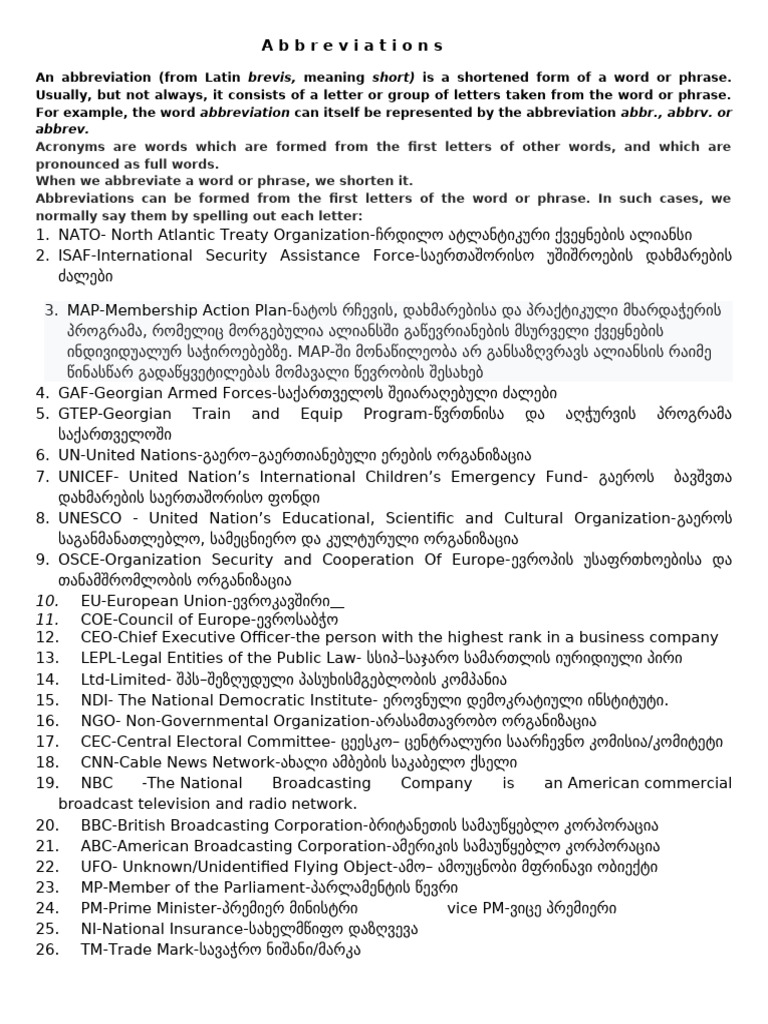 Abbreviations: Brevis, Short) Abbreviation Abbr., Abbrv. or Abbrev | PDF