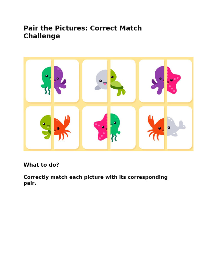 Match The Pictures VII EVS Puzzle in Eng | PDF