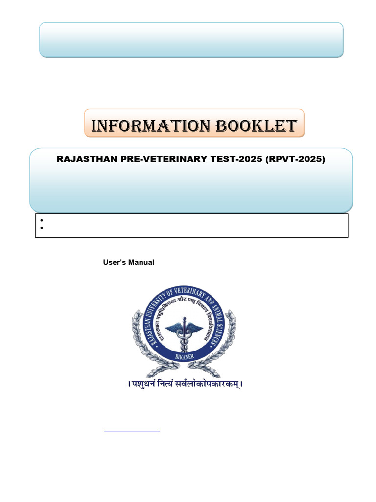 RPVT Information Booklet BVSC & AH Admissions 2025 26 1 | PDF