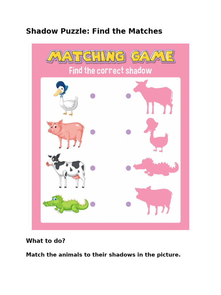 Shadow Puzzle Find The Matches I EVS Puzzle in Eng | PDF
