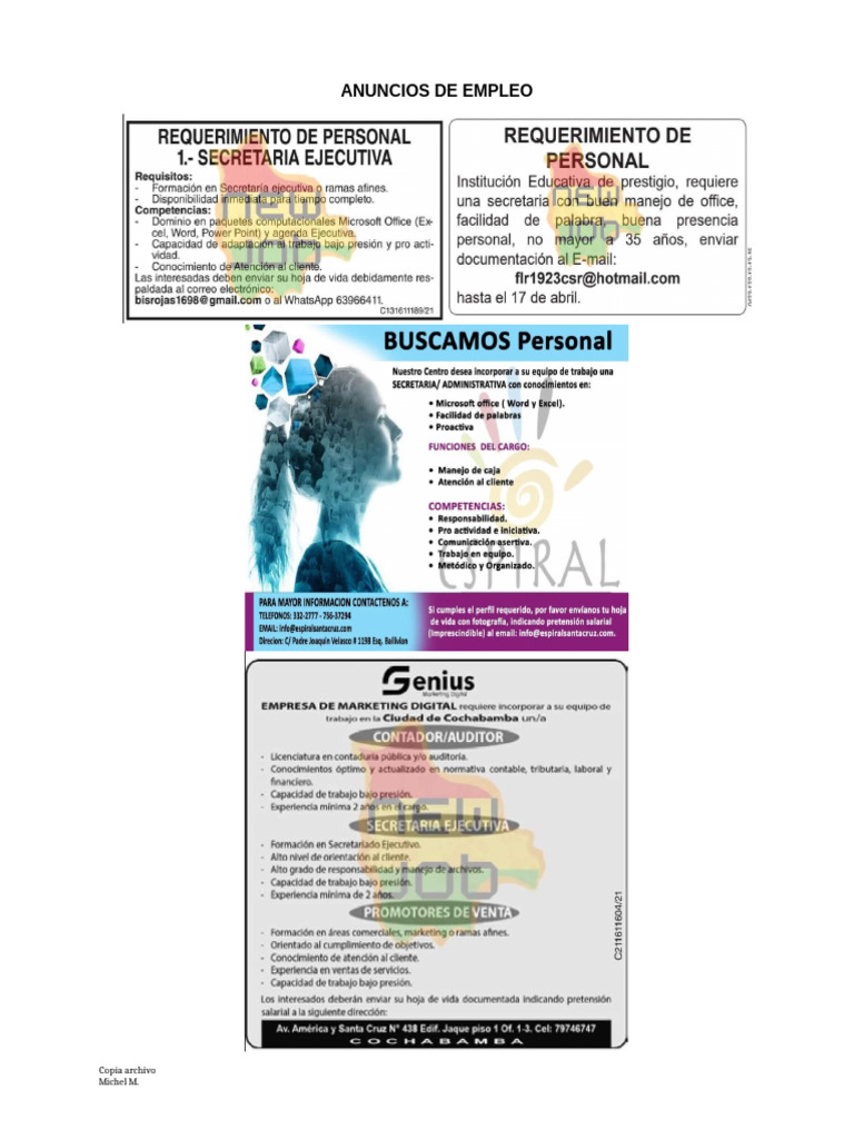 Anuncios de Empleo | PDF