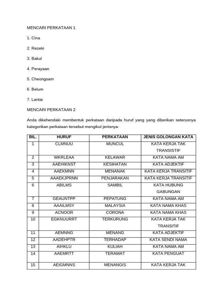 Mencari Perkataan | PDF