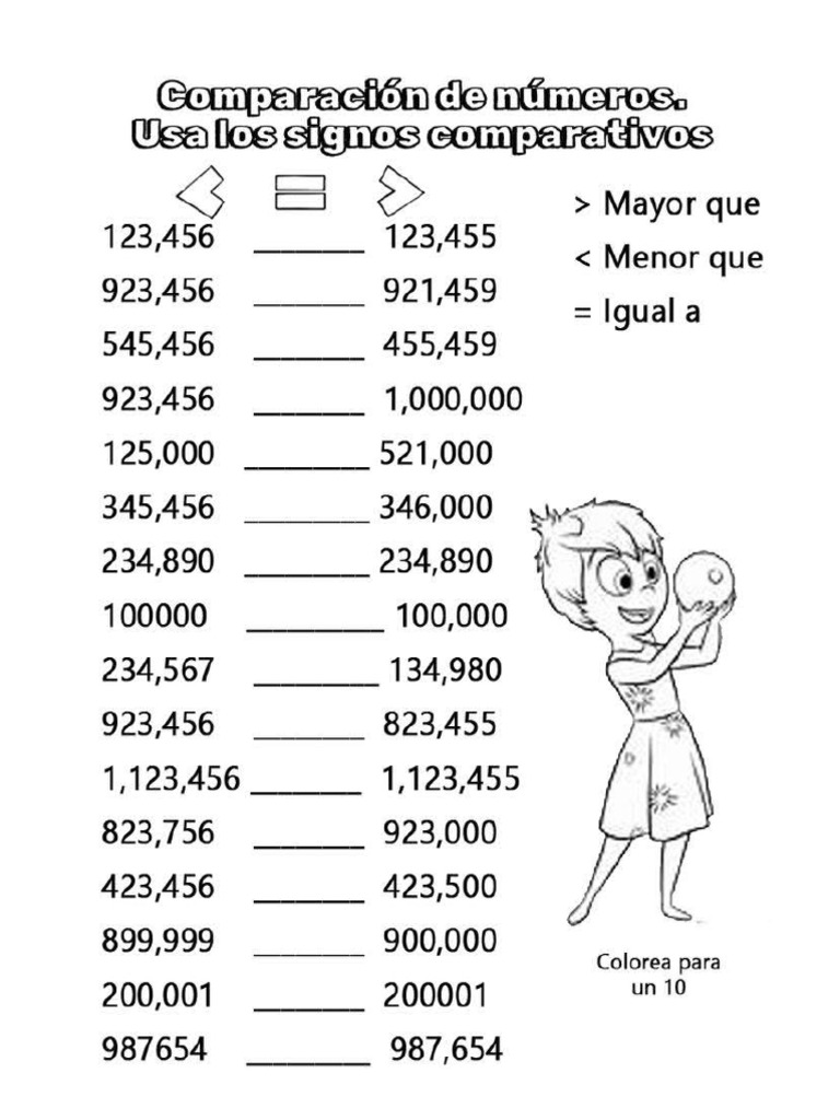 compaacion de numeros millones | PDF