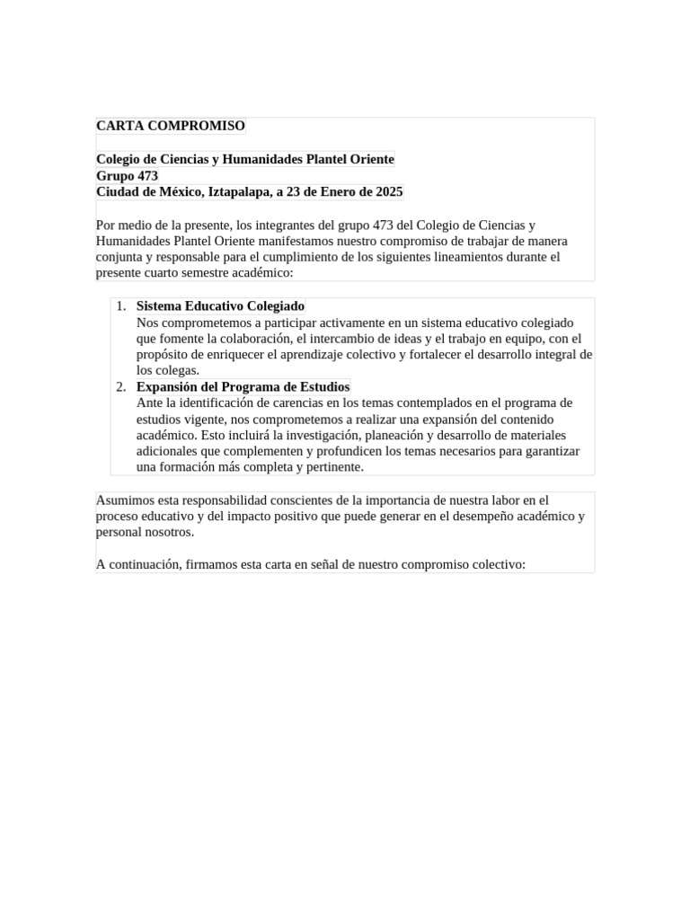 Carta Compromiso 46 | PDF
