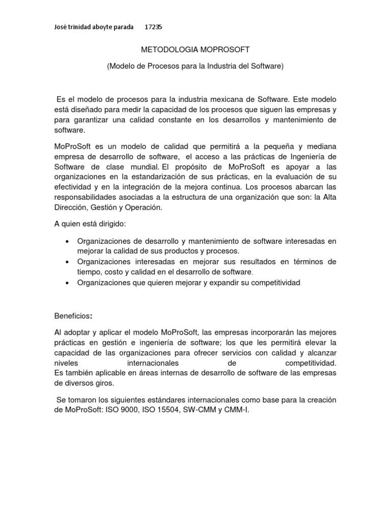 Metodologia Moprosoft | PDF | Ingeniería de software | Software