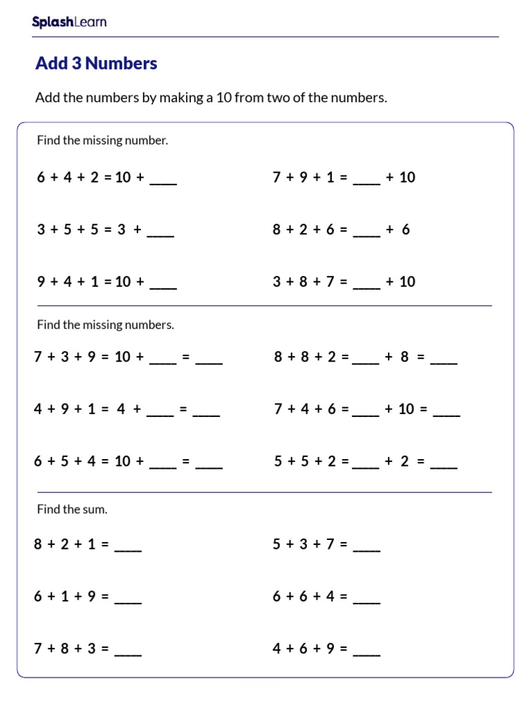 Add by Making A 10 Worksheet | PDF