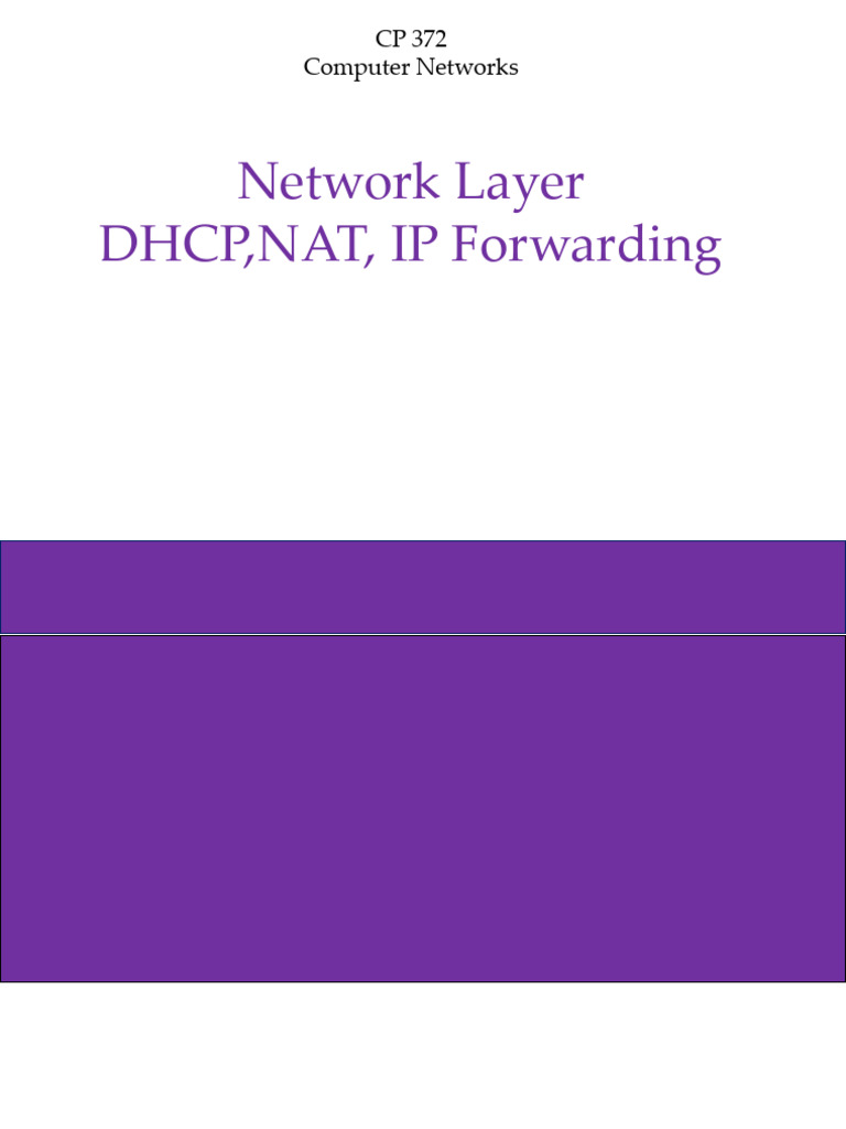 L13 - Network Layer DHCP, NAT, IP Forwarding | PDF | Ip Address | Computer Network