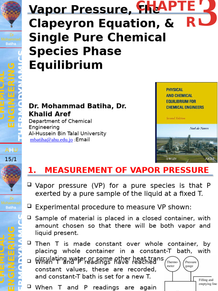Vapor Pressure and Phase Equilibrium | PDF | Physical Chemistry ...