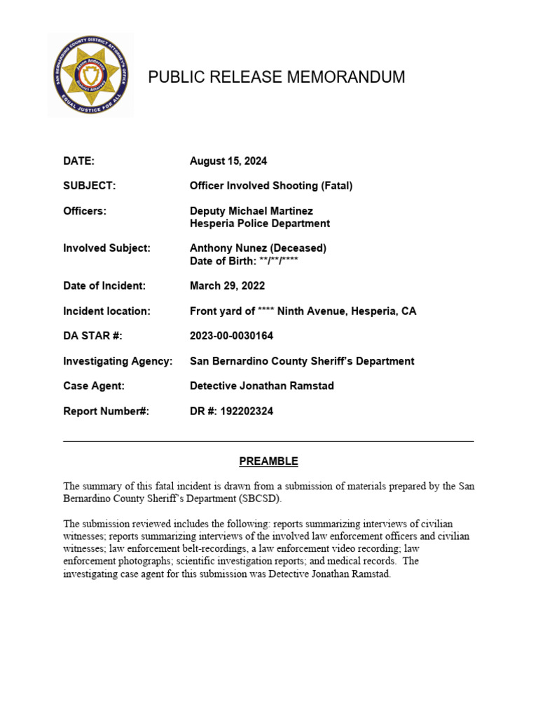 Public Release Memo Nunez Anthony | PDF | Law Enforcement | Crime ...