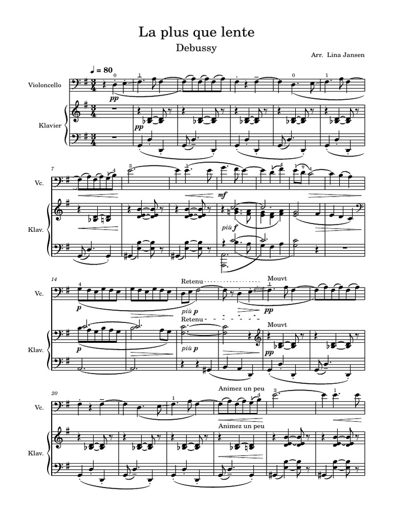 Debussy : La Plus Que Lente Arr. Jansen | PDF