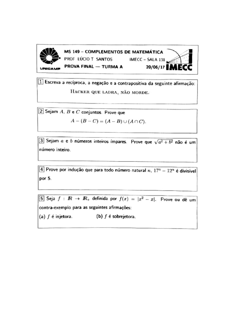 91 Prova1 Lucio - Santos 1o Semestre 2017 | PDF