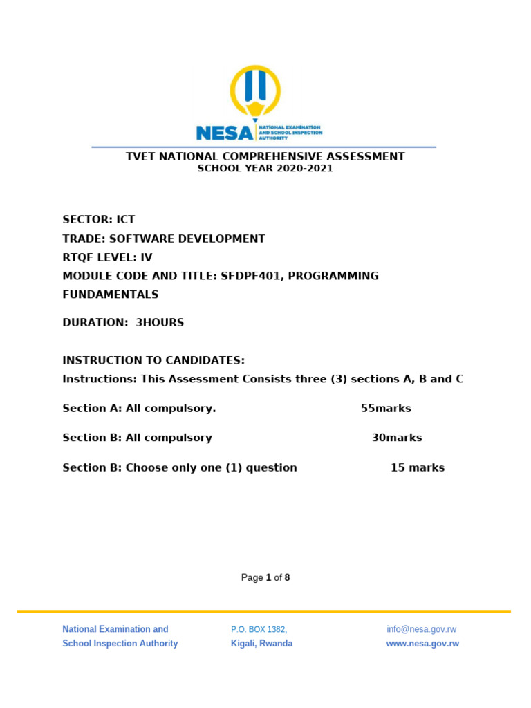 QP - Software Development - L4 - Programming Fundementals | PDF ...