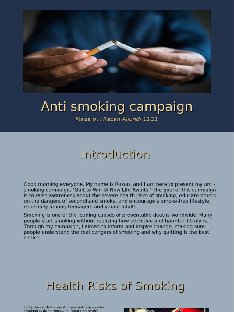 Anti Smoking Presentation | PDF | Smoking | Respiratory Diseases
