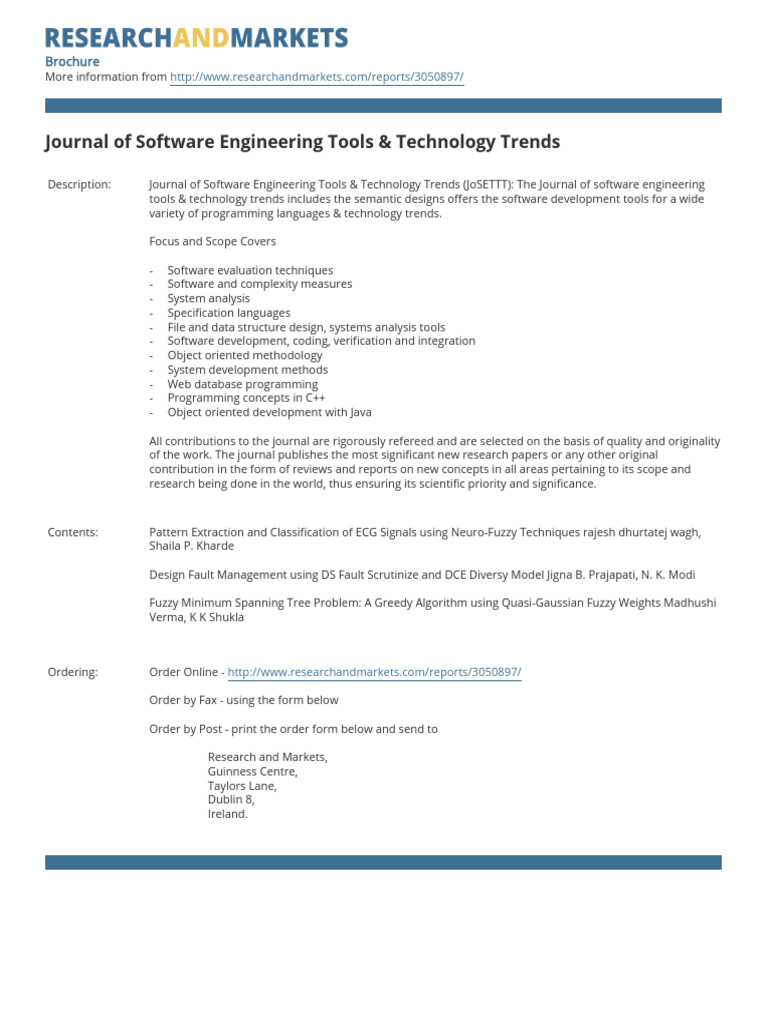 Journal of Software Engineering Tools and | PDF | Computer Programming | Software