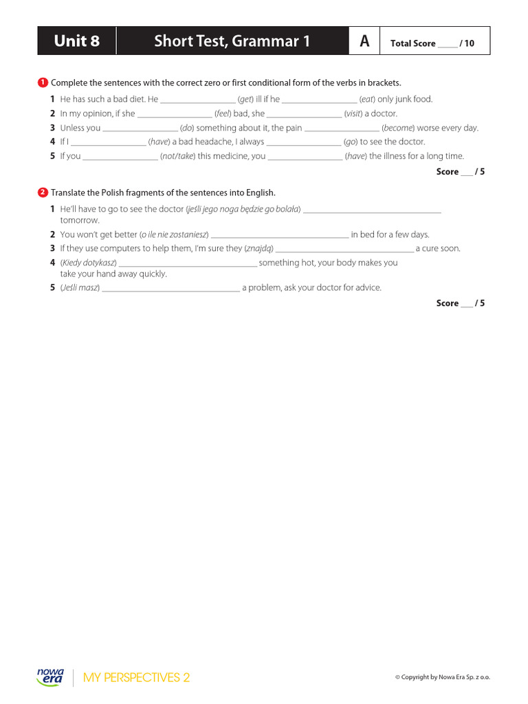 Unit 8, Grammar 1 - Grupa A | PDF