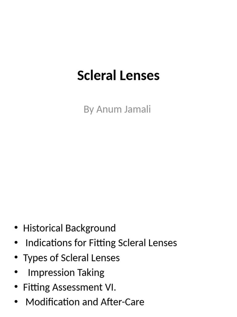 Lec 11. Fitting Scleral Lenses | PDF | Contact Lens | Cornea