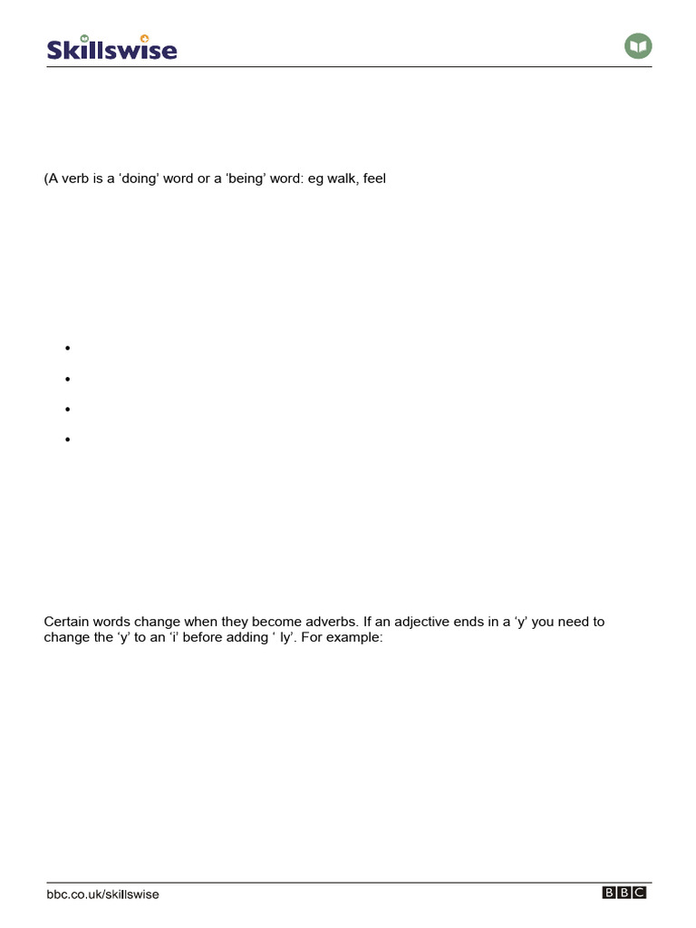 What Are Adverbs? - Skillswise | PDF