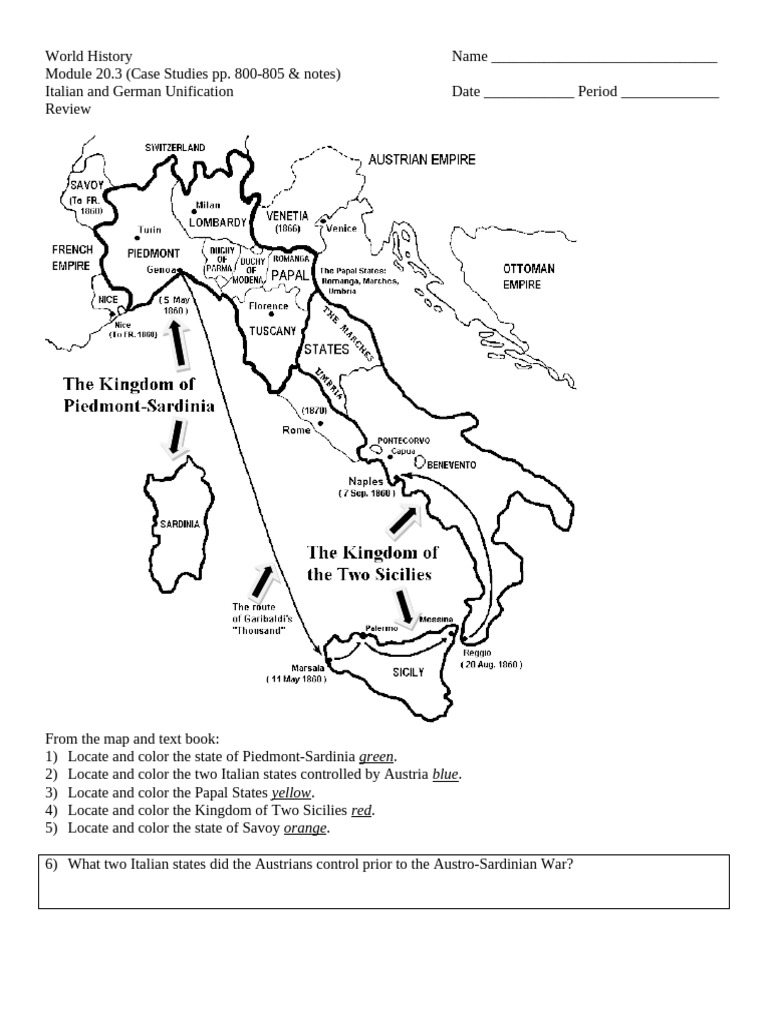 Unification of Italy and Germany Overview | PDF