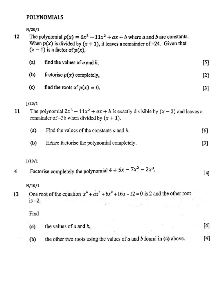 Polynomials Booklet | PDF