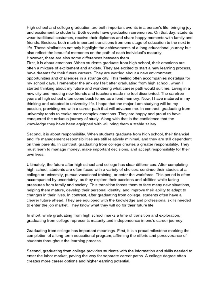 High School and College Graduation Are Both Important Events in A ...