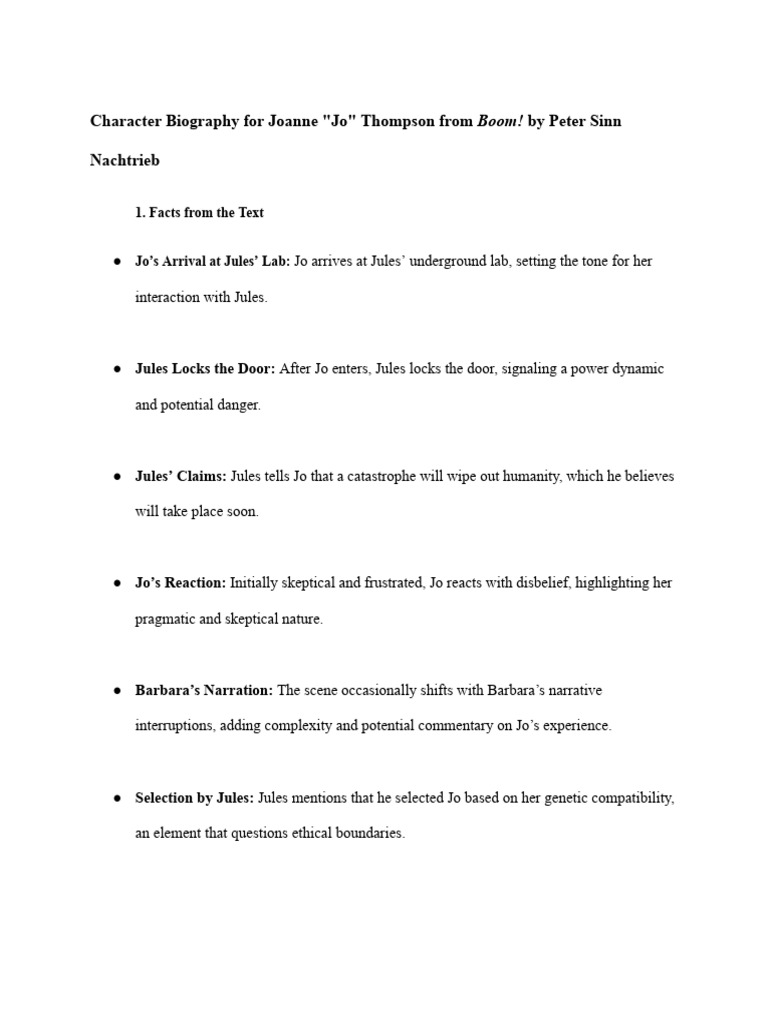 Jo Thompson Character Analysis in Boom! | PDF | Behavioural Sciences ...