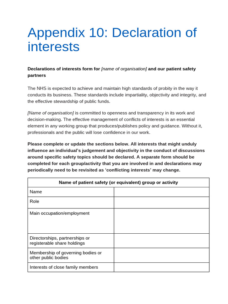 B0435 App 10 Declaration of Interests | PDF