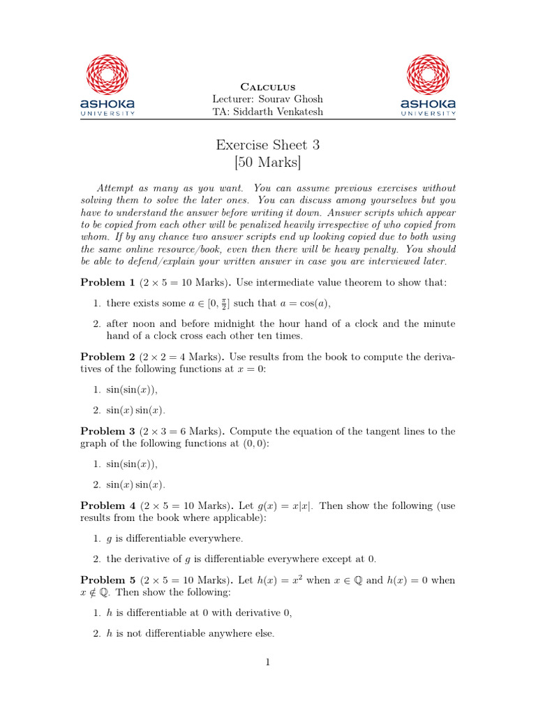 Exercises Calculus 3 | PDF