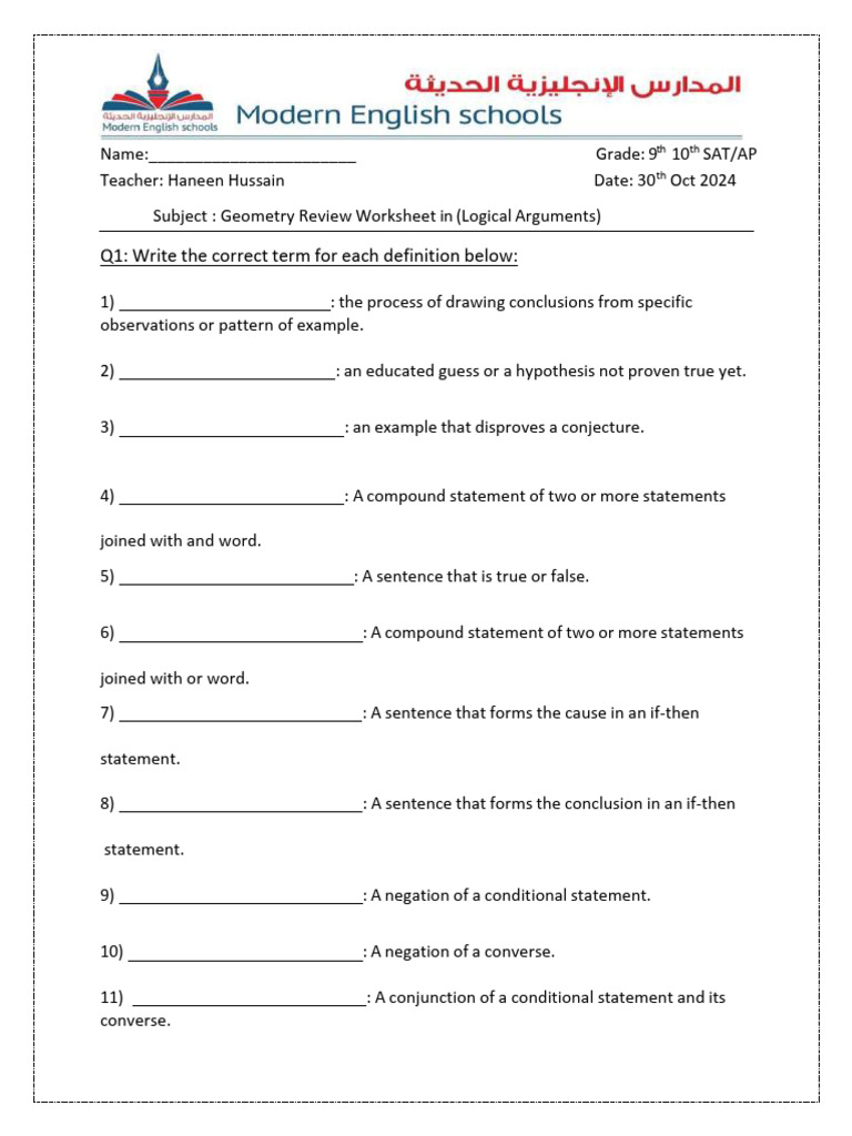 Logical Arguments Review Worksheet | PDF | Syntax (Logic) | Mathematics