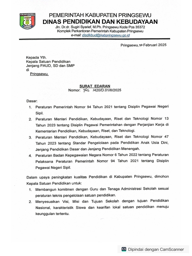 SE Kadisdik Pswu TTG Pengelolaan Satpen | PDF