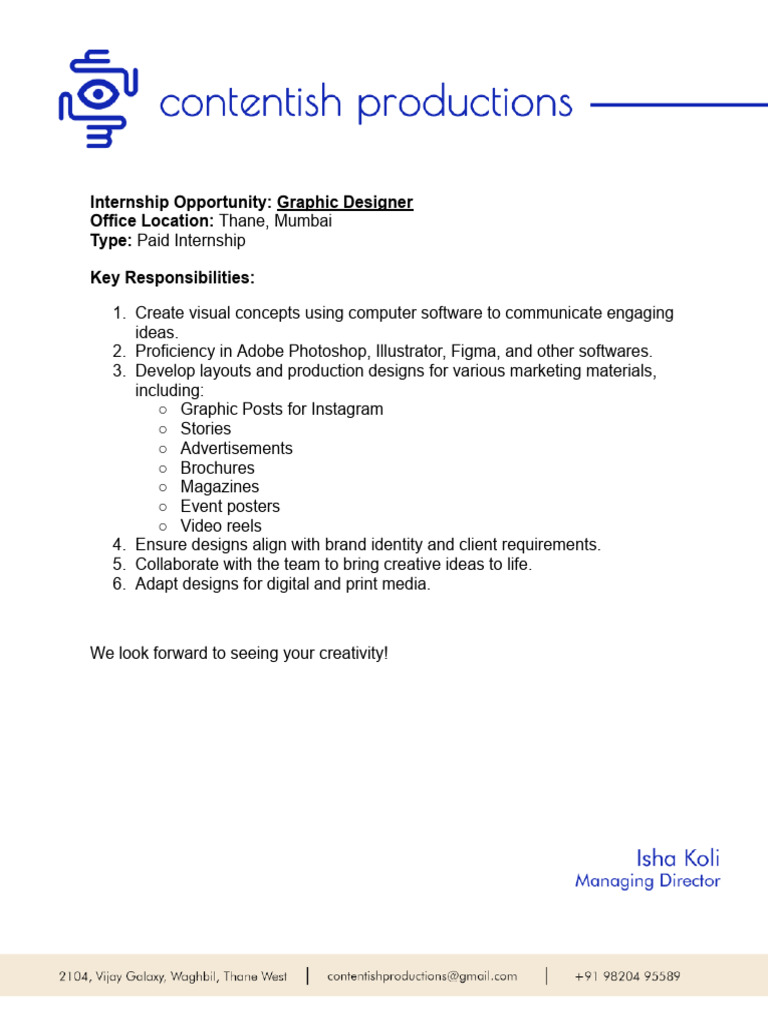 JD For Graphic Designer | PDF