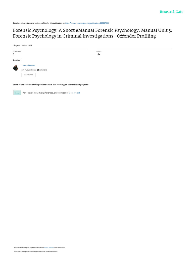 Forensic Psychology in Criminal Investigations Offender Profiling | PDF ...