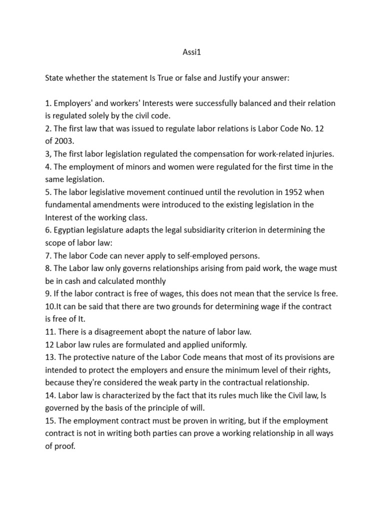 Assi Labor 1 | PDF | Labour Law | Employment