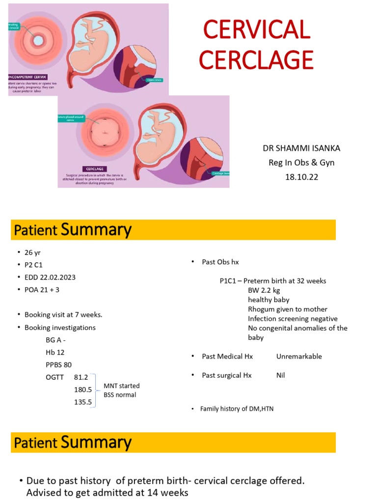 Cervical Cerclage Overview and Guidelines | PDF | Preterm Birth ...