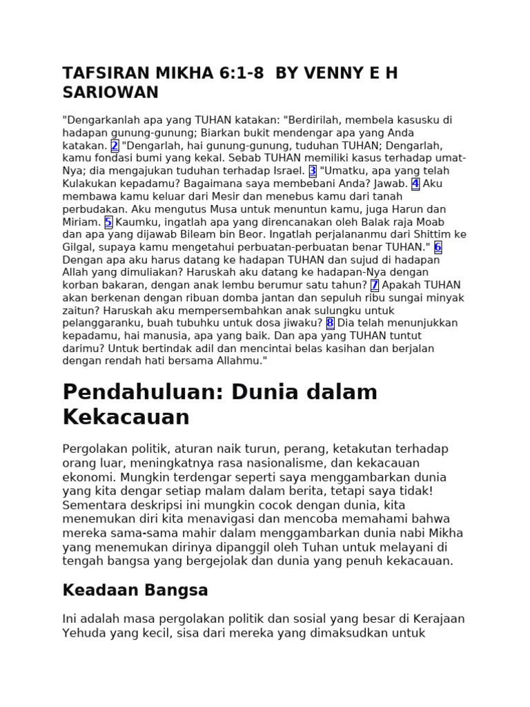 Tafsiran Mikha 6 | PDF
