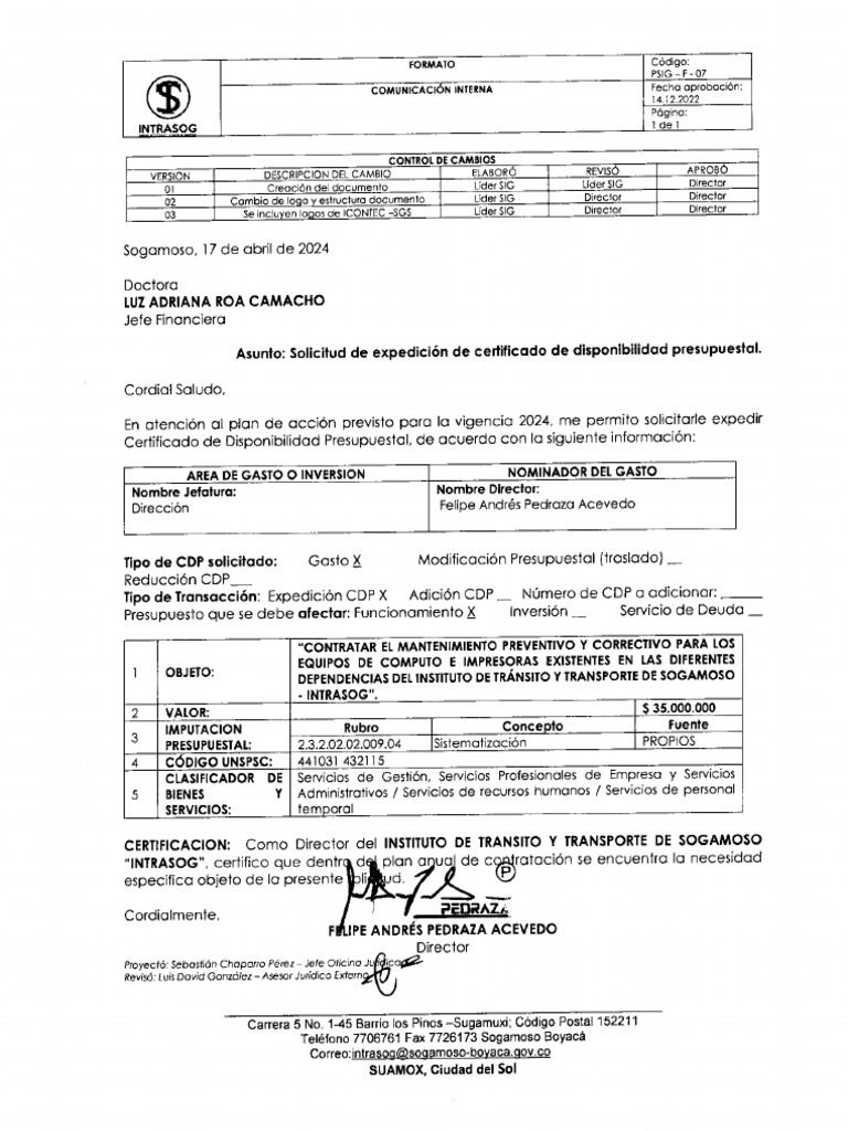 2.solicitud CDP | PDF