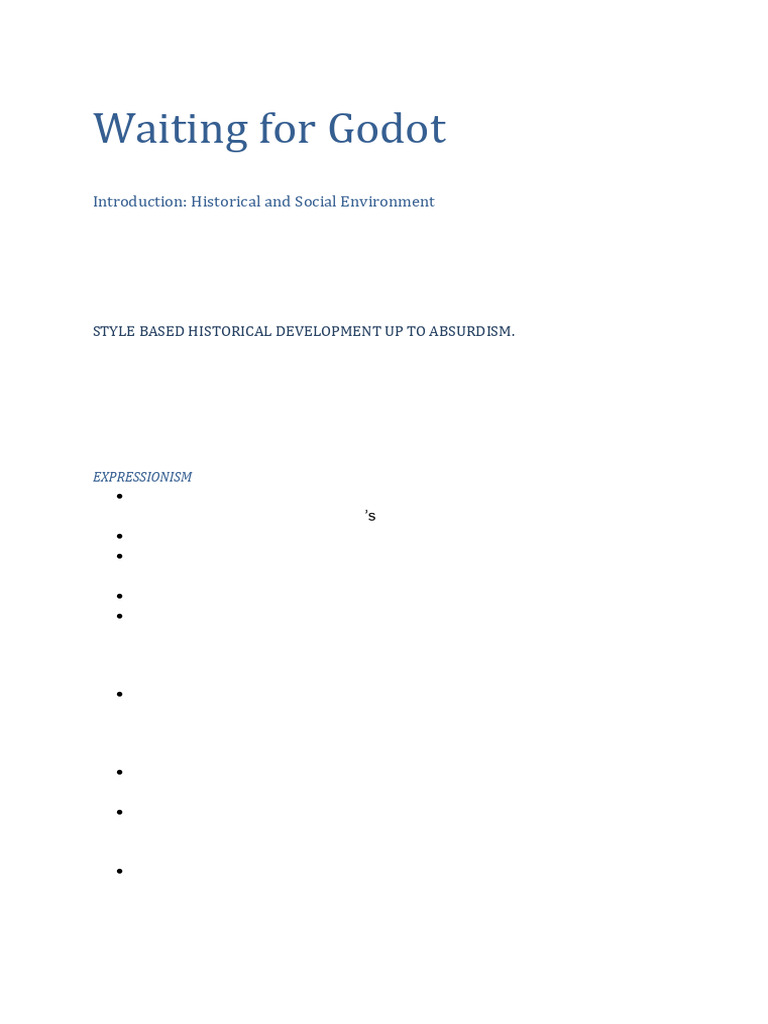 Waiting For Godot Notes ENG | PDF | Existentialism | Unconscious Mind