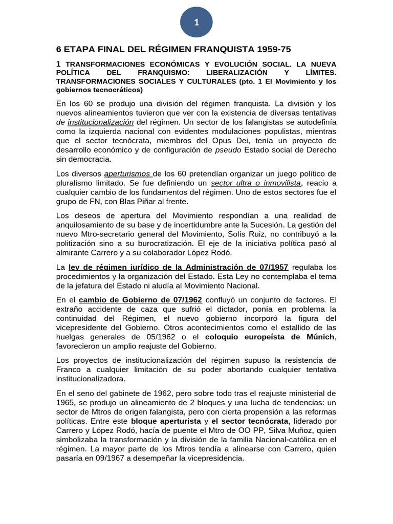 6 ETAPA FINAL DEL RÉGIMEN FRANQUISTA 1959 | PDF | España franquista | Francisco franco