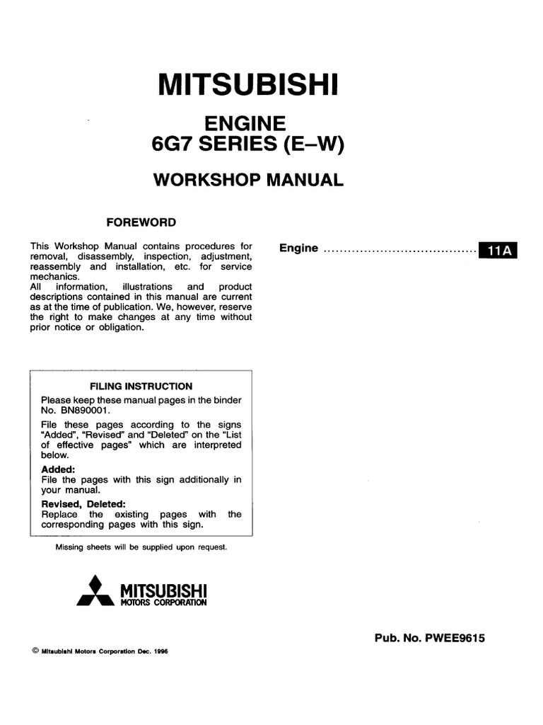6G7 Series Engine Workshop Manual PWEE9615 E-W | PDF