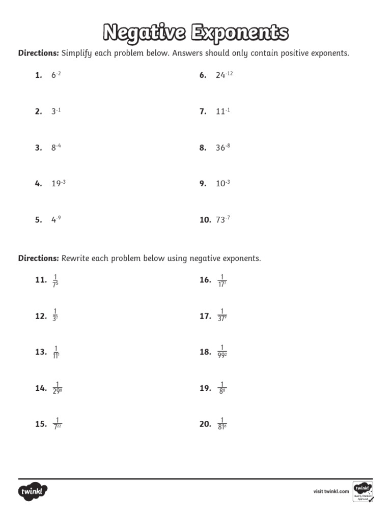 Negative Exponents | PDF