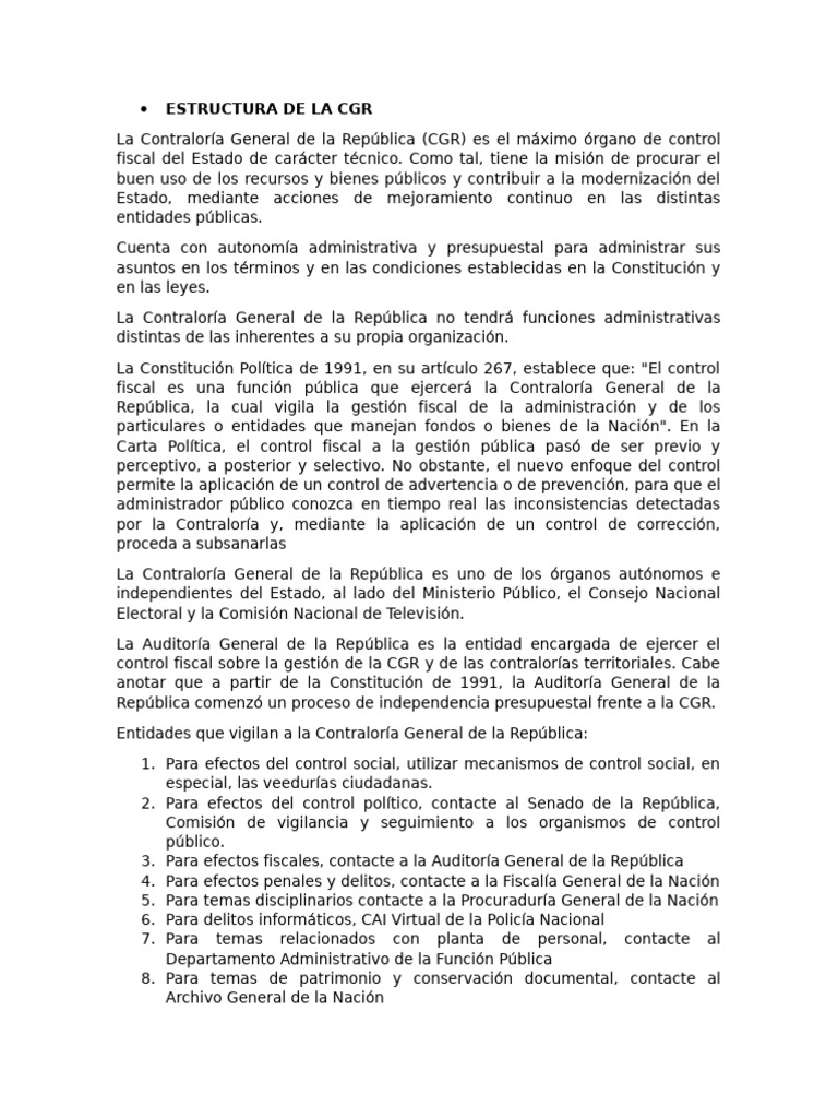 Estructura de La CGR | PDF