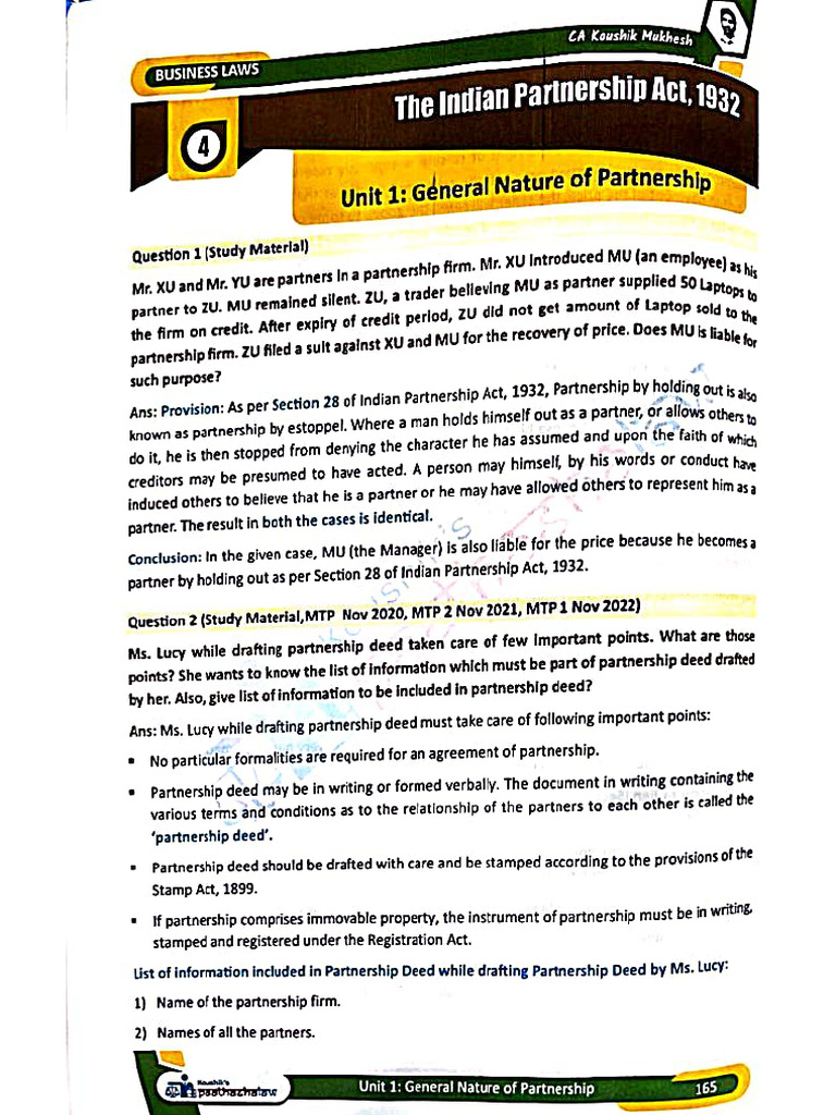 Law Chapter 4 Partnership Act Pdf